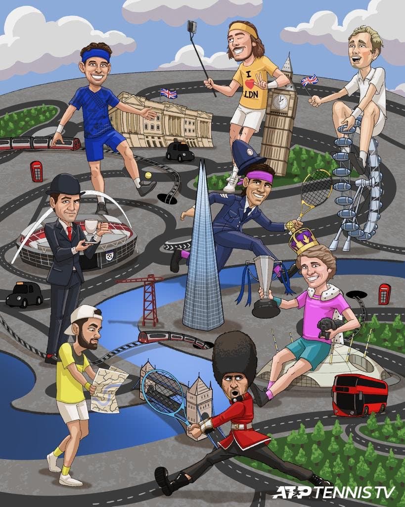 O 'cartoon' fantástico sobre os oito magníficos das ATP Finals